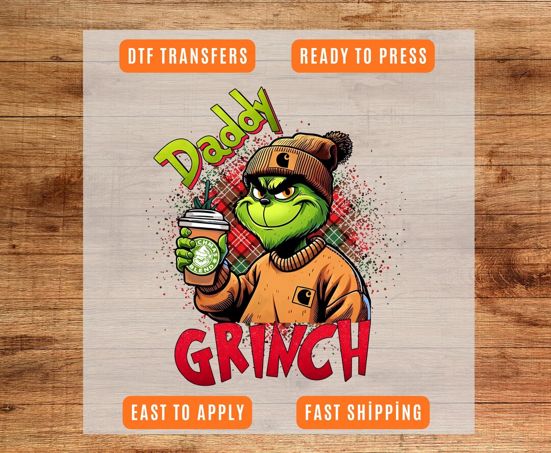 Grinch Iron on Transfer Christmas Dtf Transfers - Heat Press Designs - Etsy