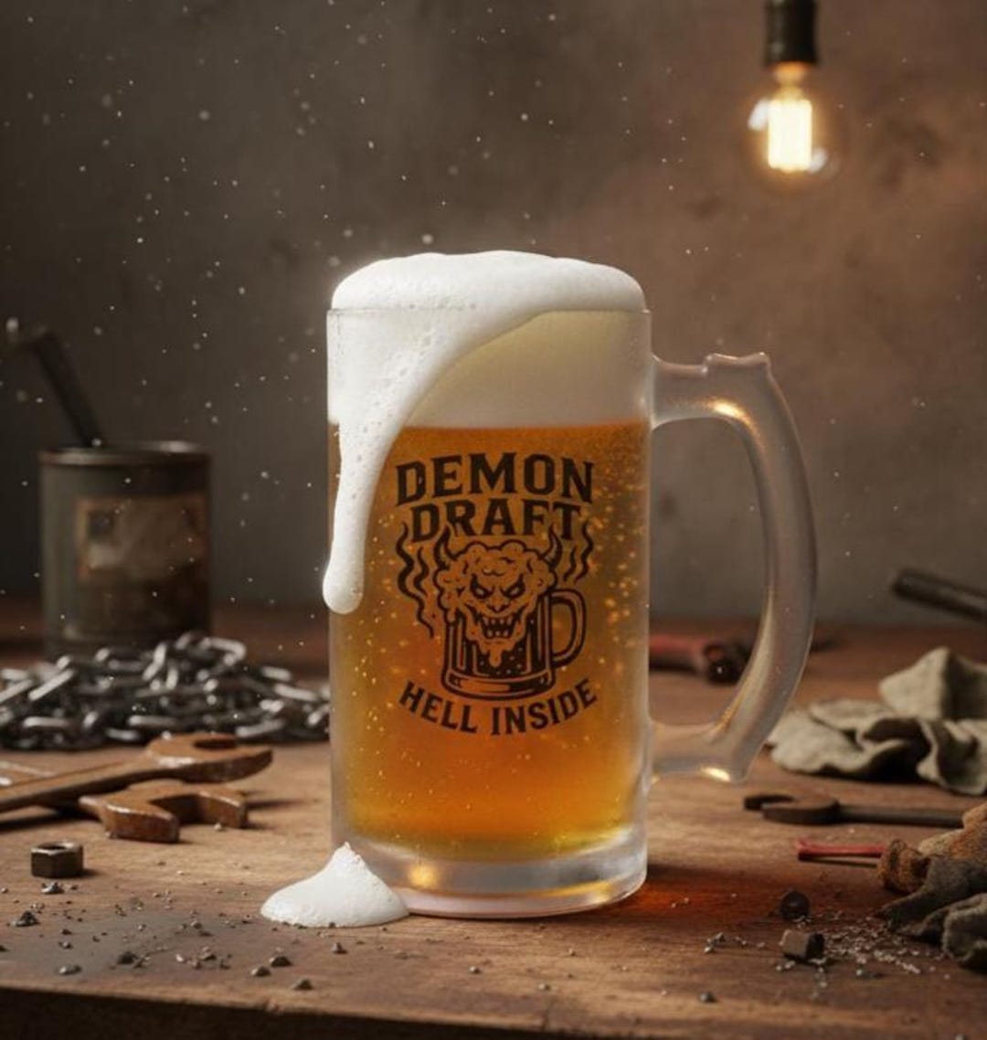 Demon Draft Frosted Glass Beer Mug - Gothic Metalhead Gift, Witchy ...