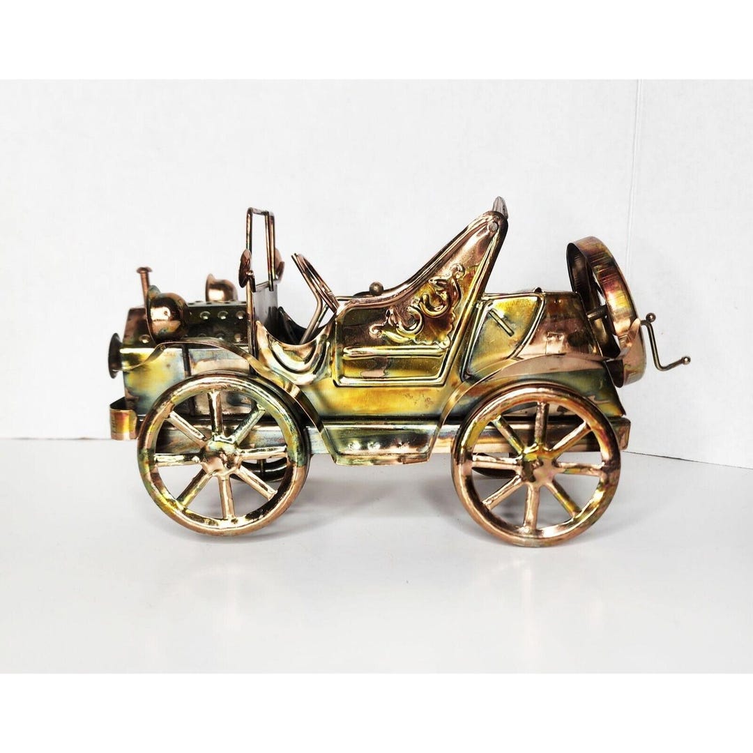 Vintage Copper Tin Metal Car Crank Model T Convertible Replica Music ...