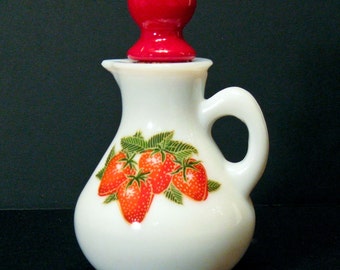 Vintage Avon Strawberries and Cream Milk Glass Pitcher With Cork ...