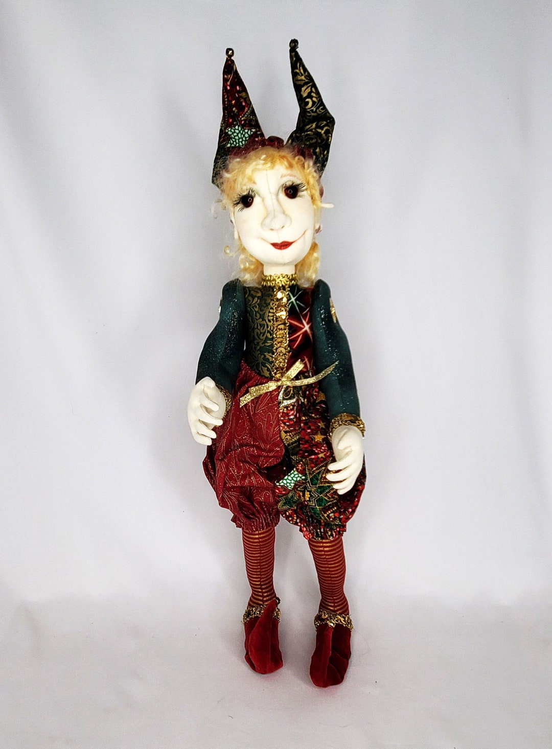 OOAK Elf Jester Handmade Doll Cloth Face Jointed Arms 16 Tall - Etsy