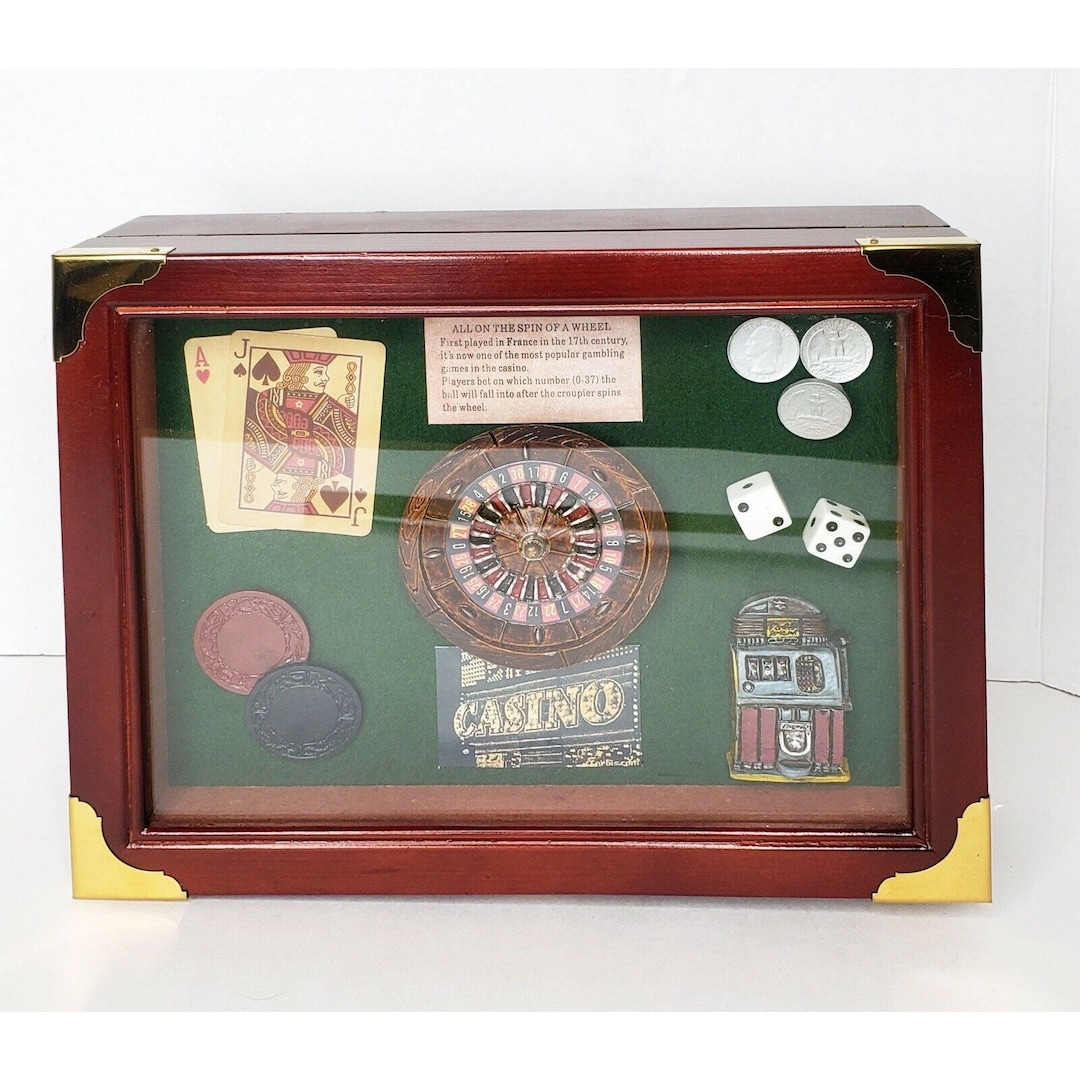 Casino Themed Wood Storage Box Deck Card/ Chips Holder Jewel Box Men's ...
