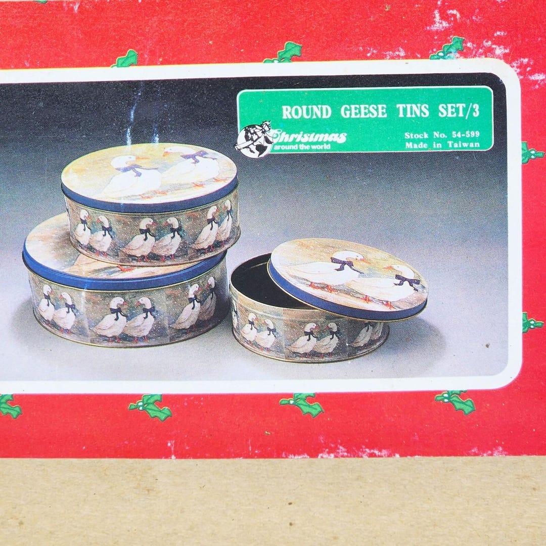 Set of 3 Vintage Nesting Canister Tins Set Geese - Metal Tins-new Old ...