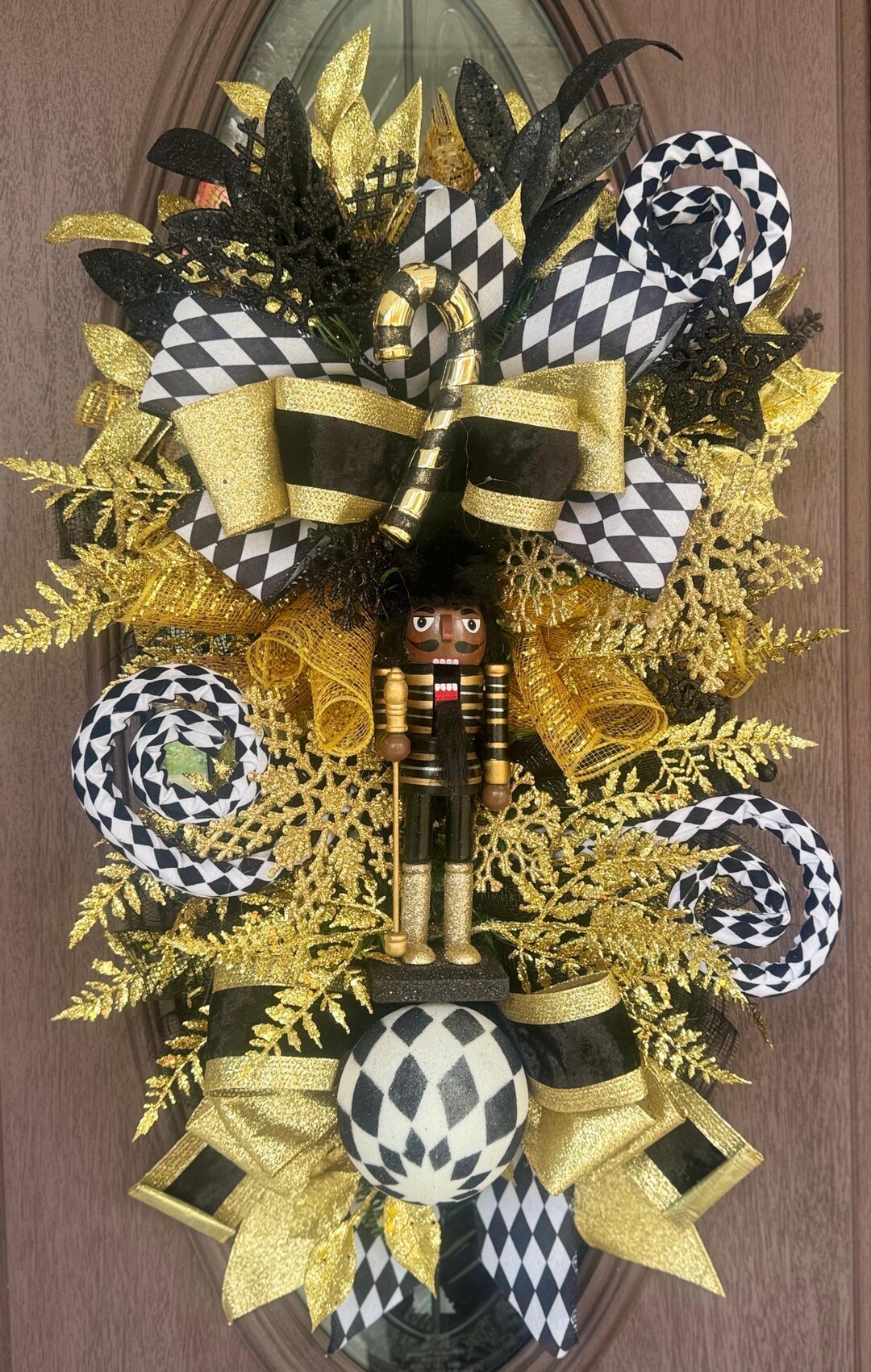Nutcracker Door Swag Various Colors | Luxe Christmas Door Decor | Glam ...