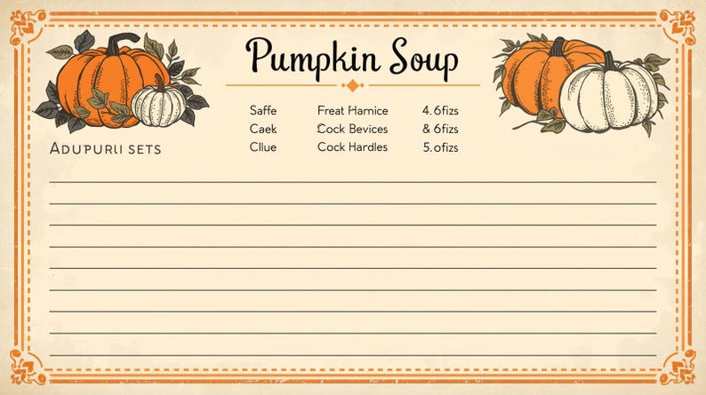 Pumpkin Soup Recipe Card | Printable Autumn Recipe | Cozy Fall Kitchen ...
