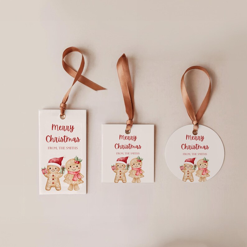 Gingerbread Christmas Gift Tags | Editable Holiday Favor Tags (digital ...