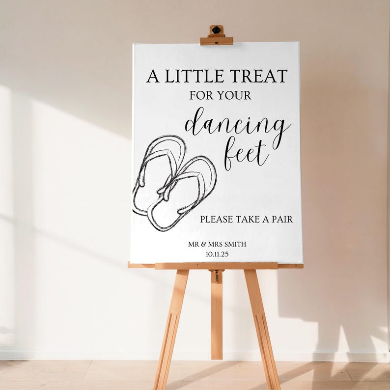 Editable Dancing Feet Wedding Sign Template, Minimalist Flip Flop ...