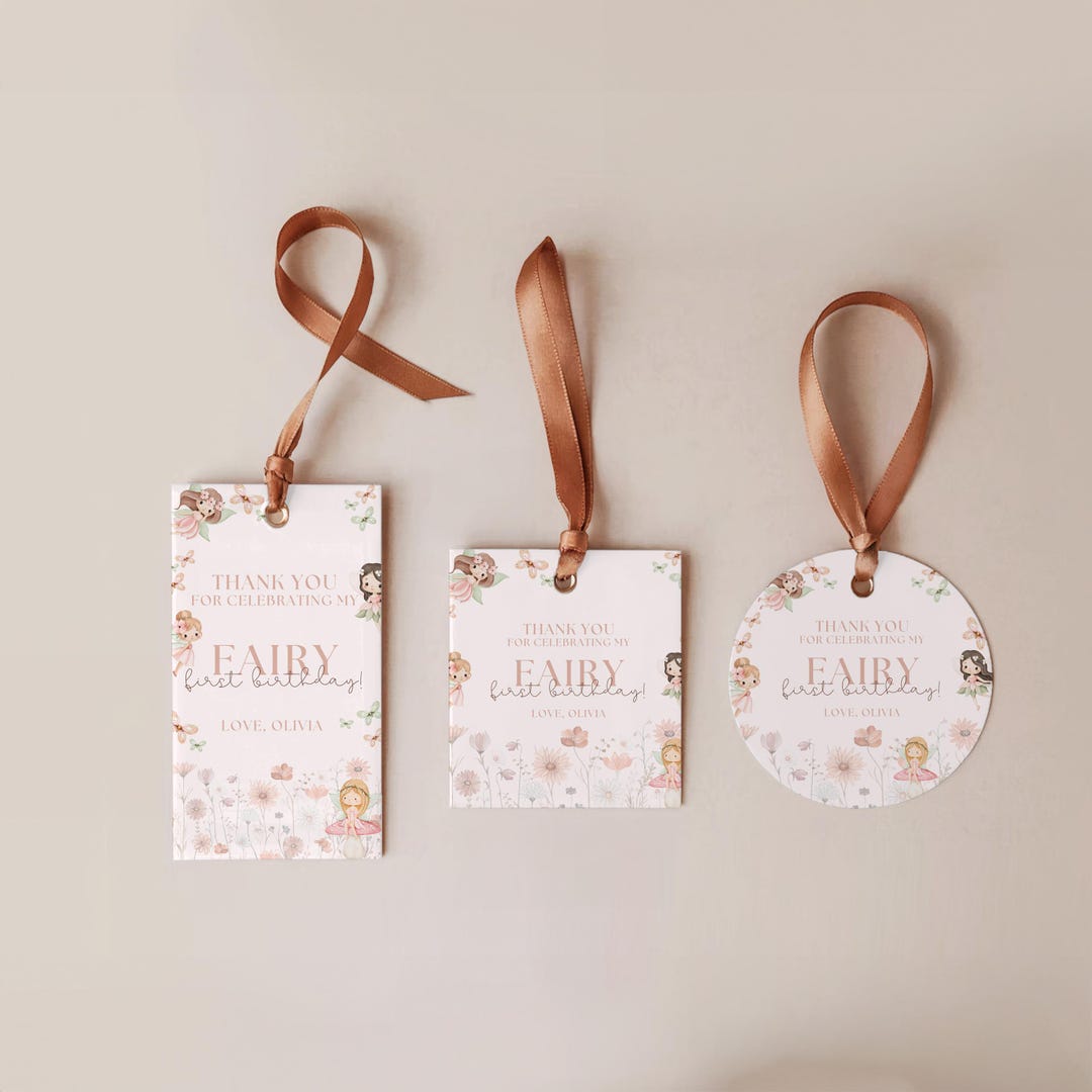 Editable Fairy Birthday Favor Tags | Whimsical Gift Tag Template ...