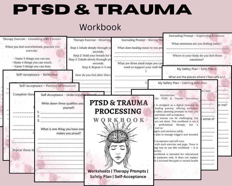 Trauma Processing Workbook: PTSD Therapy Worksheets, Safety Plan ...