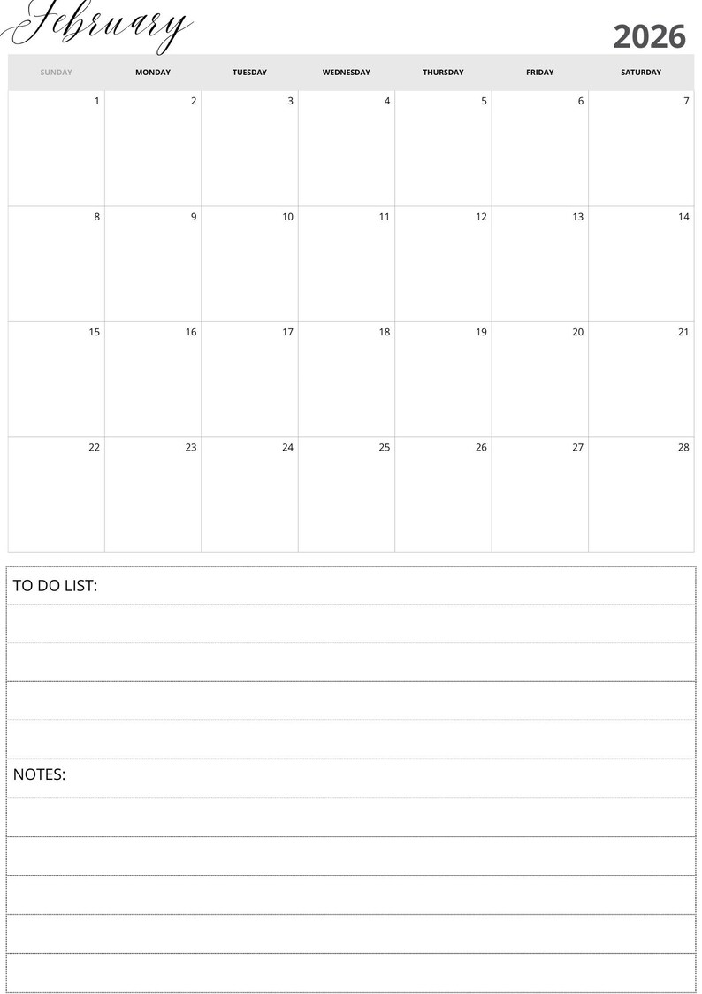 2026 Calendar | Elegant 2026 Monthly Planner Landscape | Minimalist ...