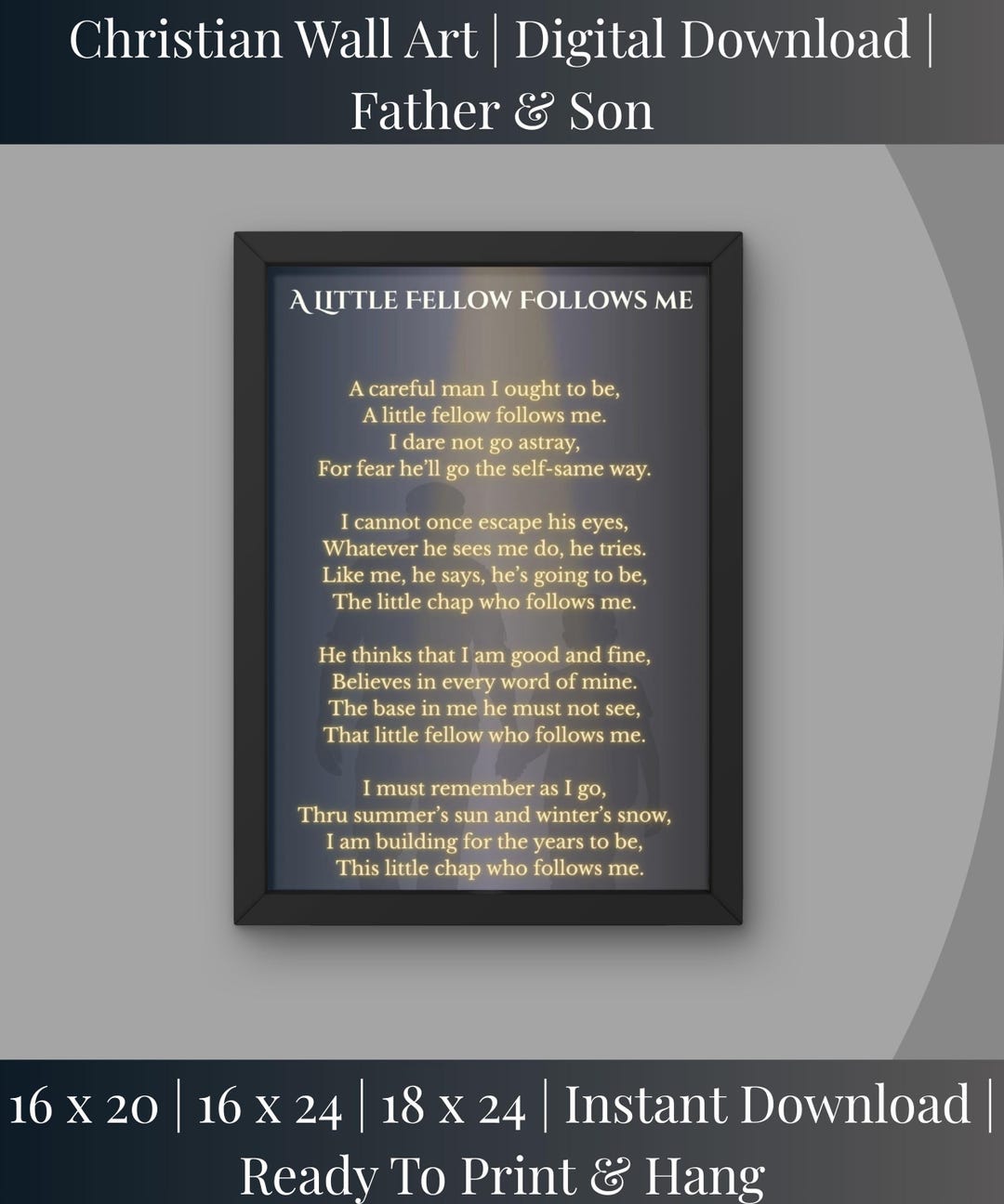 A Little Fellow Follows Me Poem Art | Christian Father's Gift (digital ...