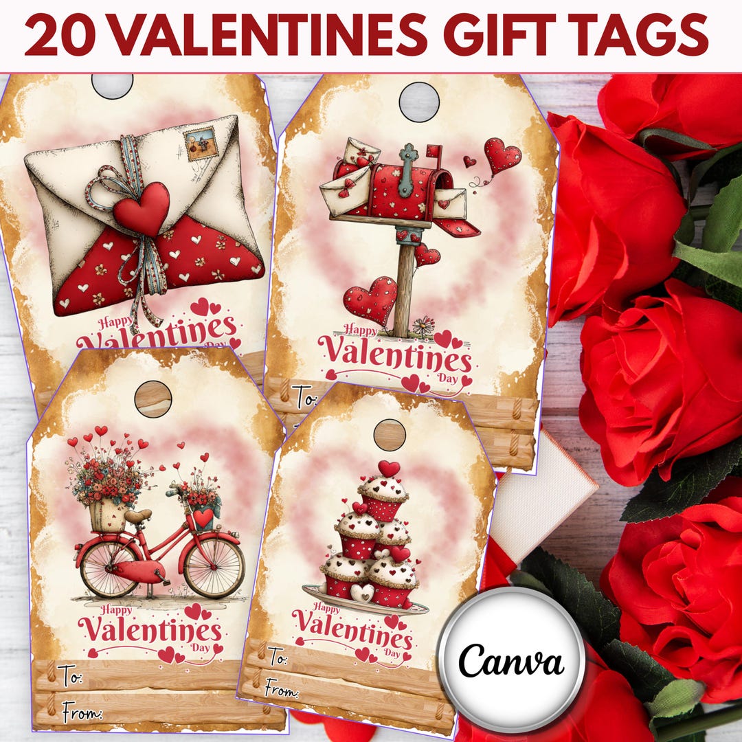 Valentines Day Gift Tags, Happy Valentines Day Gift Tags, Printable ...