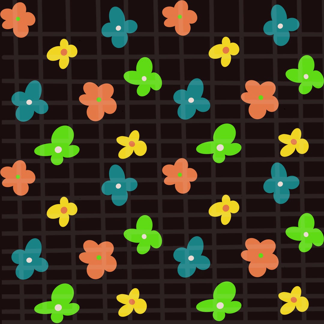 Retro Floral Pattern: Colorful Seamless Flower Repeat (digital Download ...