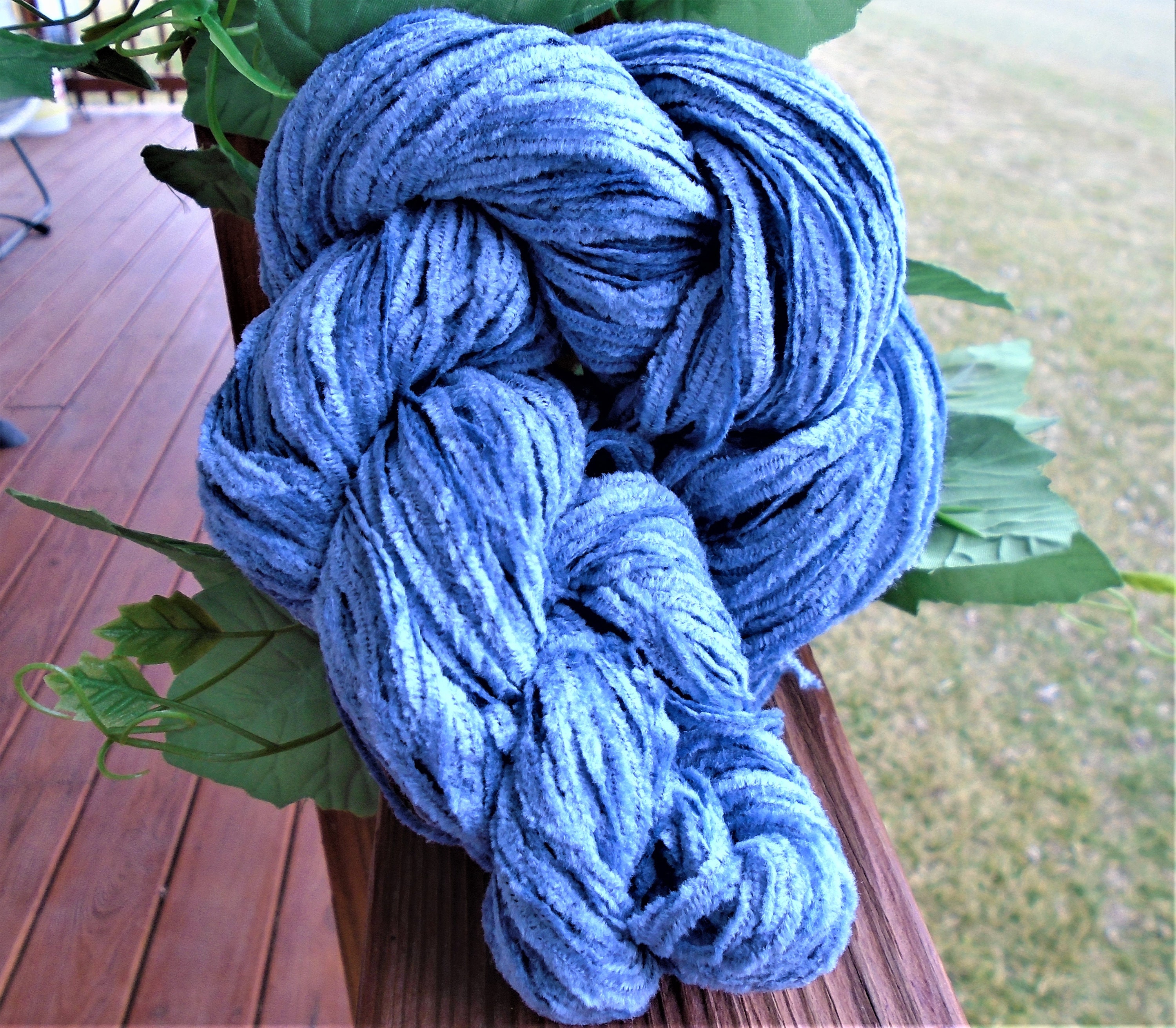 YARN - Periwinkle Blue Acrylic Poly Chenille, Knitting, Crochet Batch ...