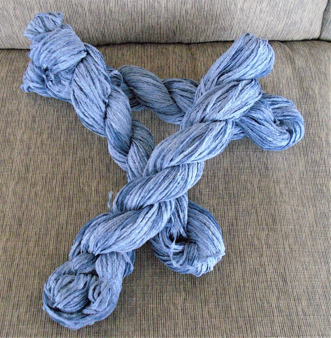 YARN - Periwinkle Blue Acrylic Poly Chenille, Knitting, Crochet Batch ...