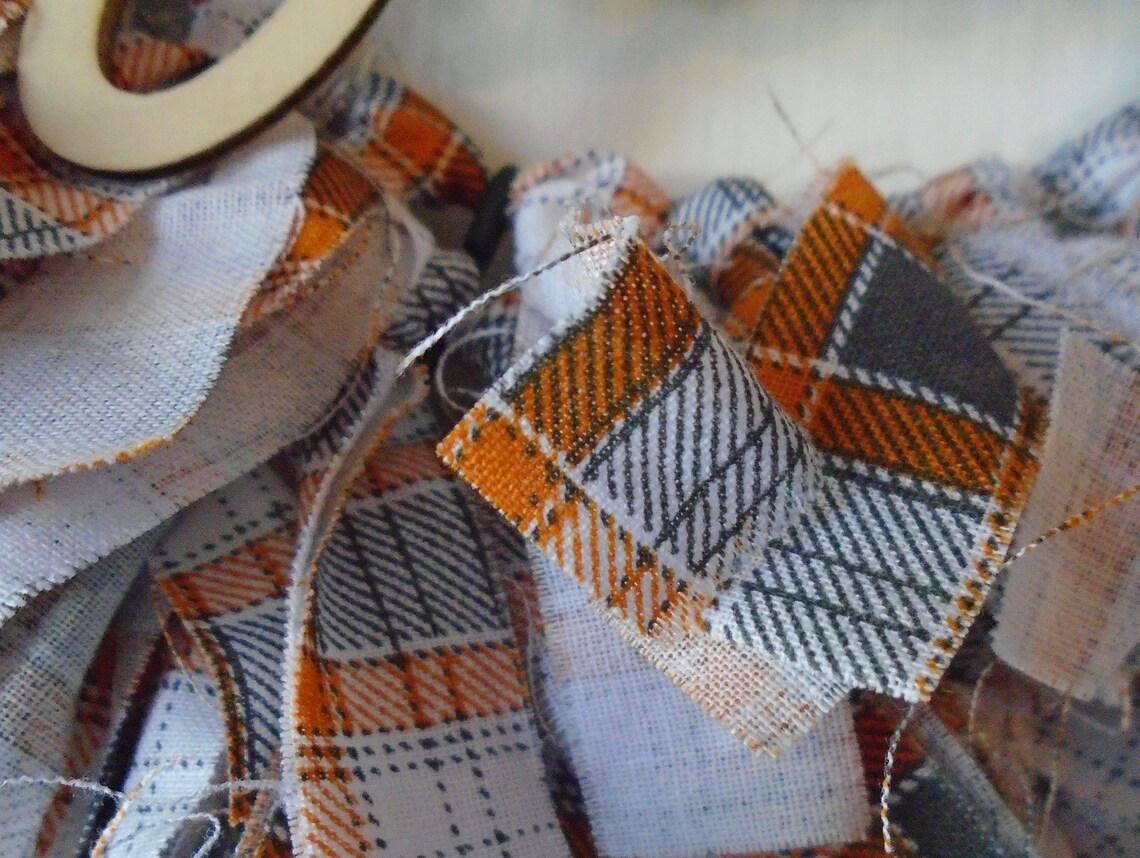 Fall Wreath Blessed Rag Tie Fabric Home Decor - Etsy