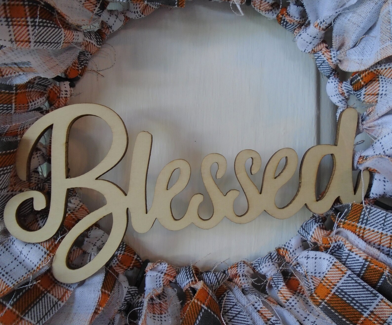 Fall Wreath Blessed Rag Tie Fabric Home Decor - Etsy