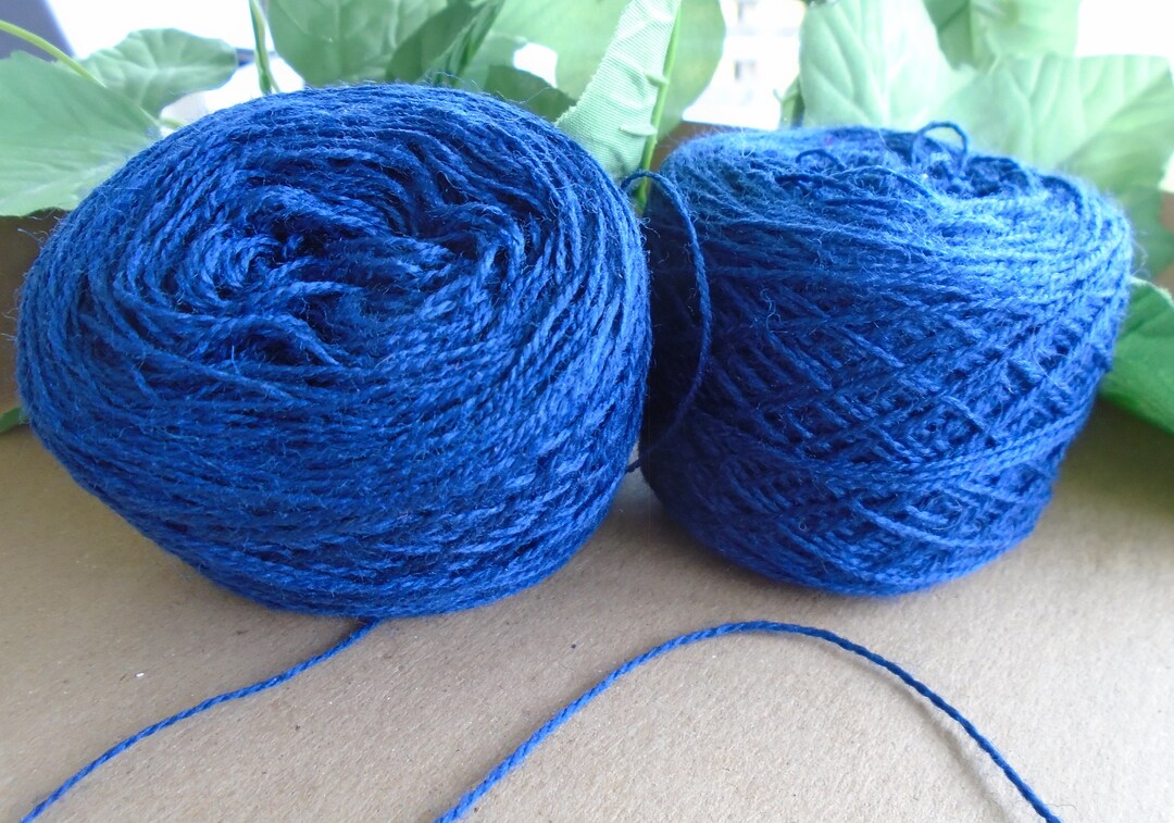 Yarn Wool Nylon Cobalt Blue 150 Yards per Ball Batch 100 Crochet ...
