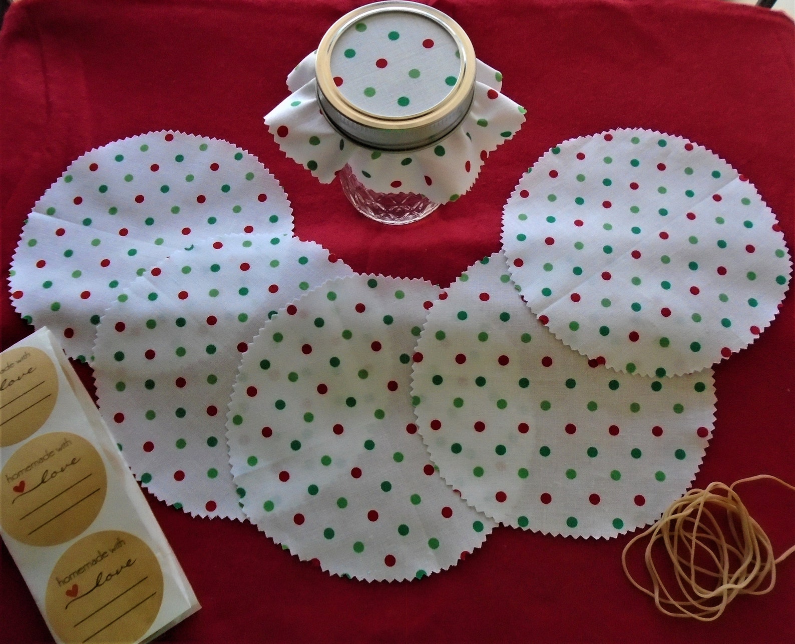 Fabric Jam Jar Covers Cotton Lid Covers Includes Jar Labels - Etsy