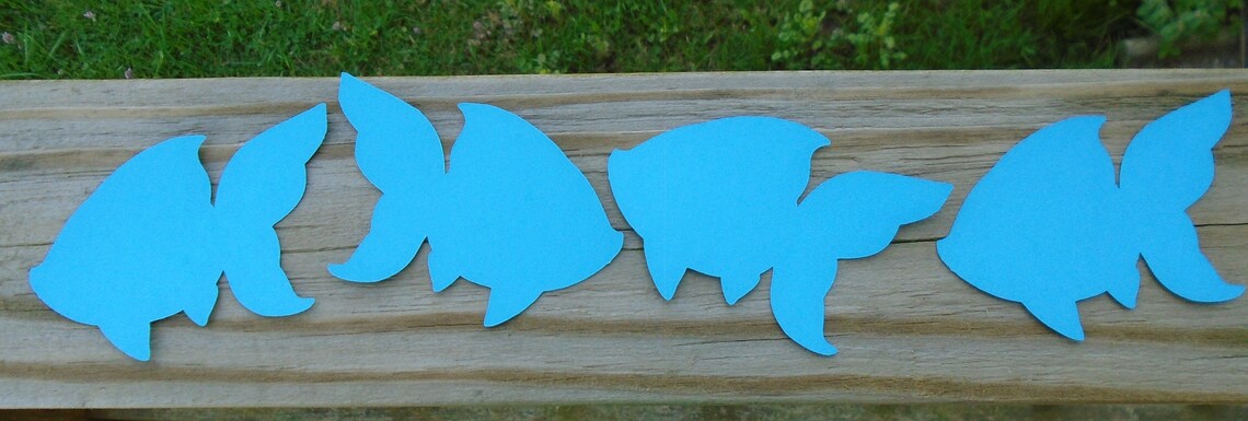 Card Stock Die Cut Fish Cut Outs Aqua Color 3 Inch x 3 Inch | Etsy