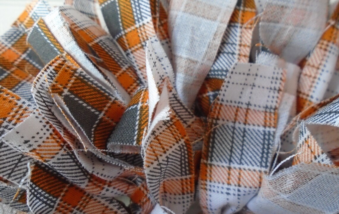 Fall Wreath Blessed Rag Tie Fabric Home Decor | Etsy