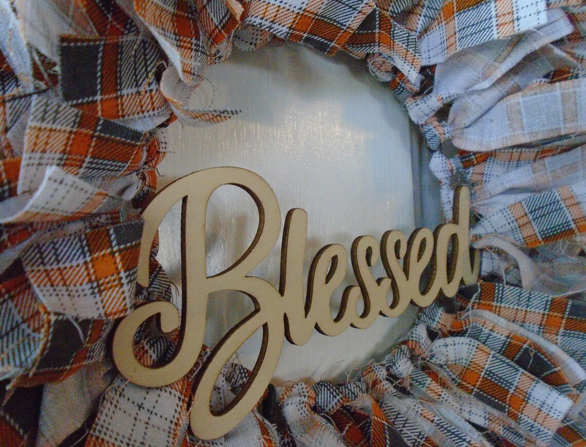Fall Wreath Blessed Rag Tie Fabric Home Decor - Etsy