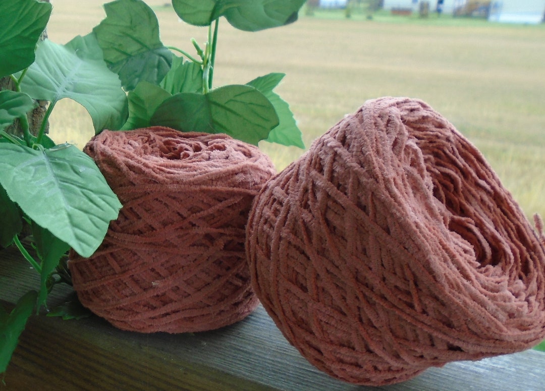 YARN Rayon Chenille Rust Color 150 Yards Crochet, Knitting, Weaving 150 ...