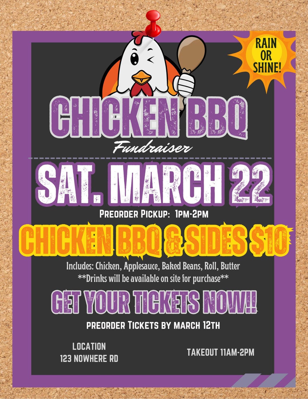 BBQ Chicken Fundraiser Flyer Template - Editable Canva Design - Etsy