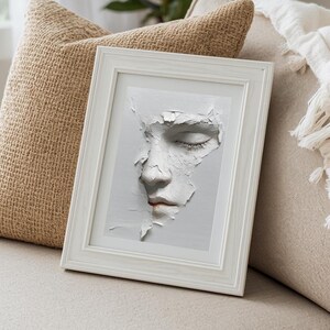 Modern Plaster Style Face Art, Minimalist Texture Print (digital ...