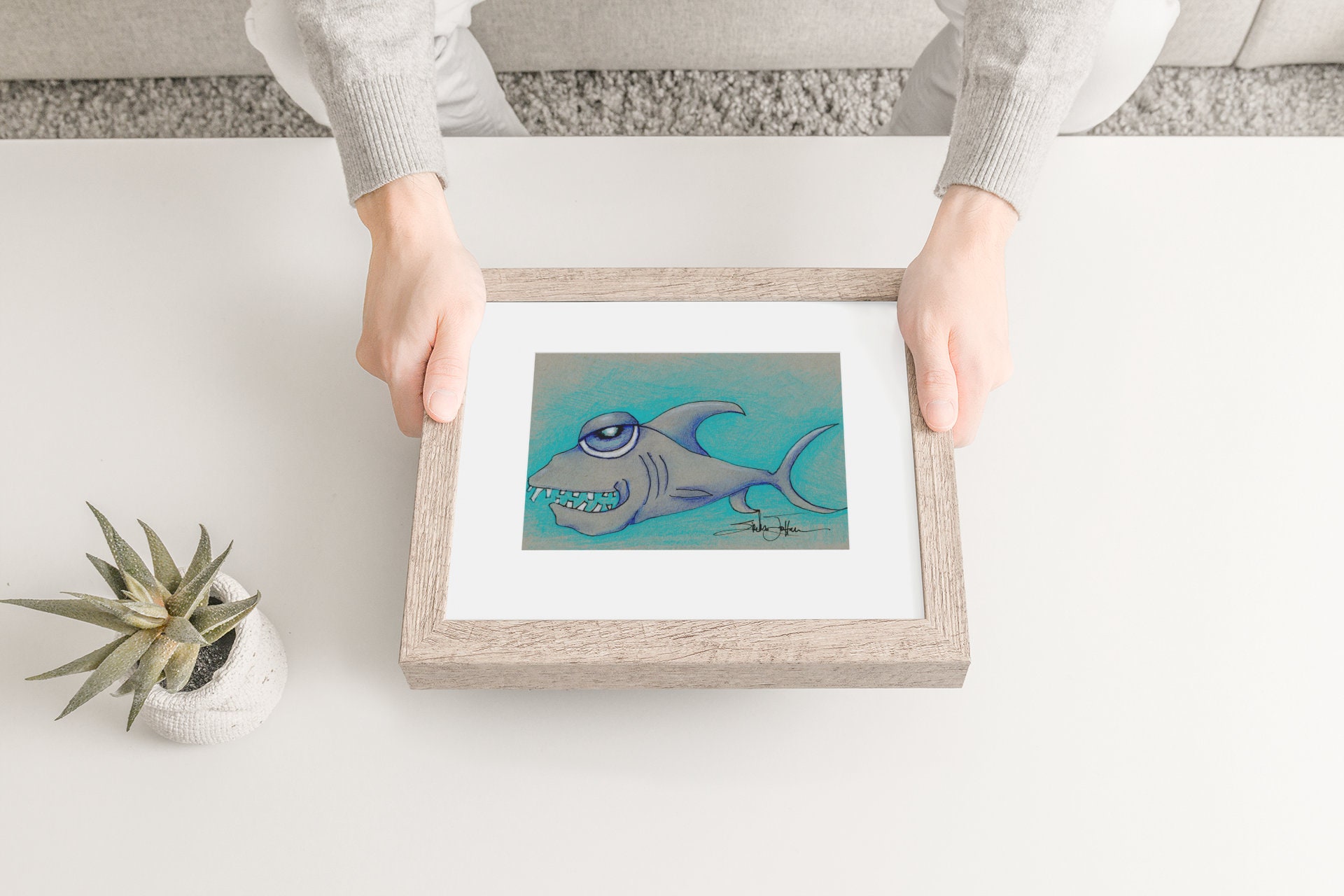 Original Shark Colored Pencil Drawing Illustration by Erika | Etsy