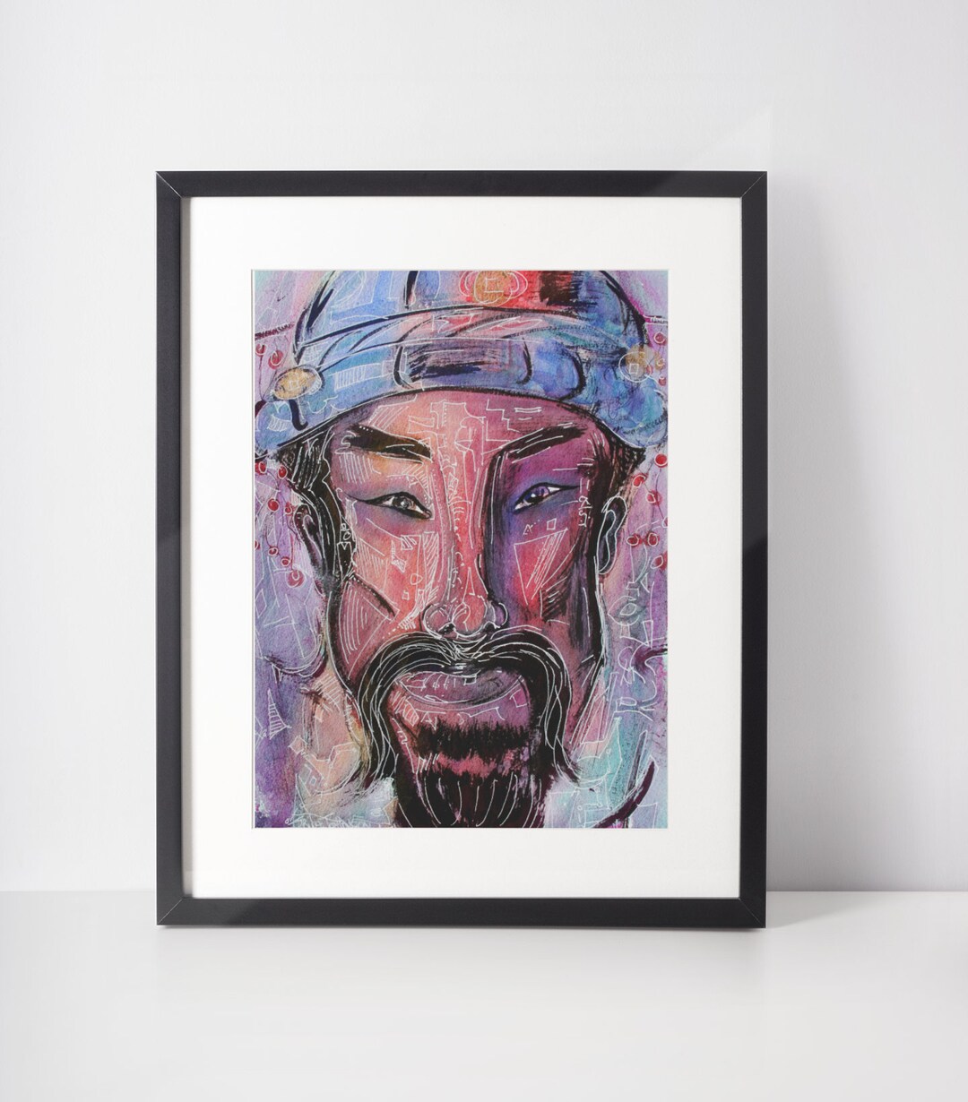 Mans face painting-abstract portrait-mixed media portraiture-Pop art ...