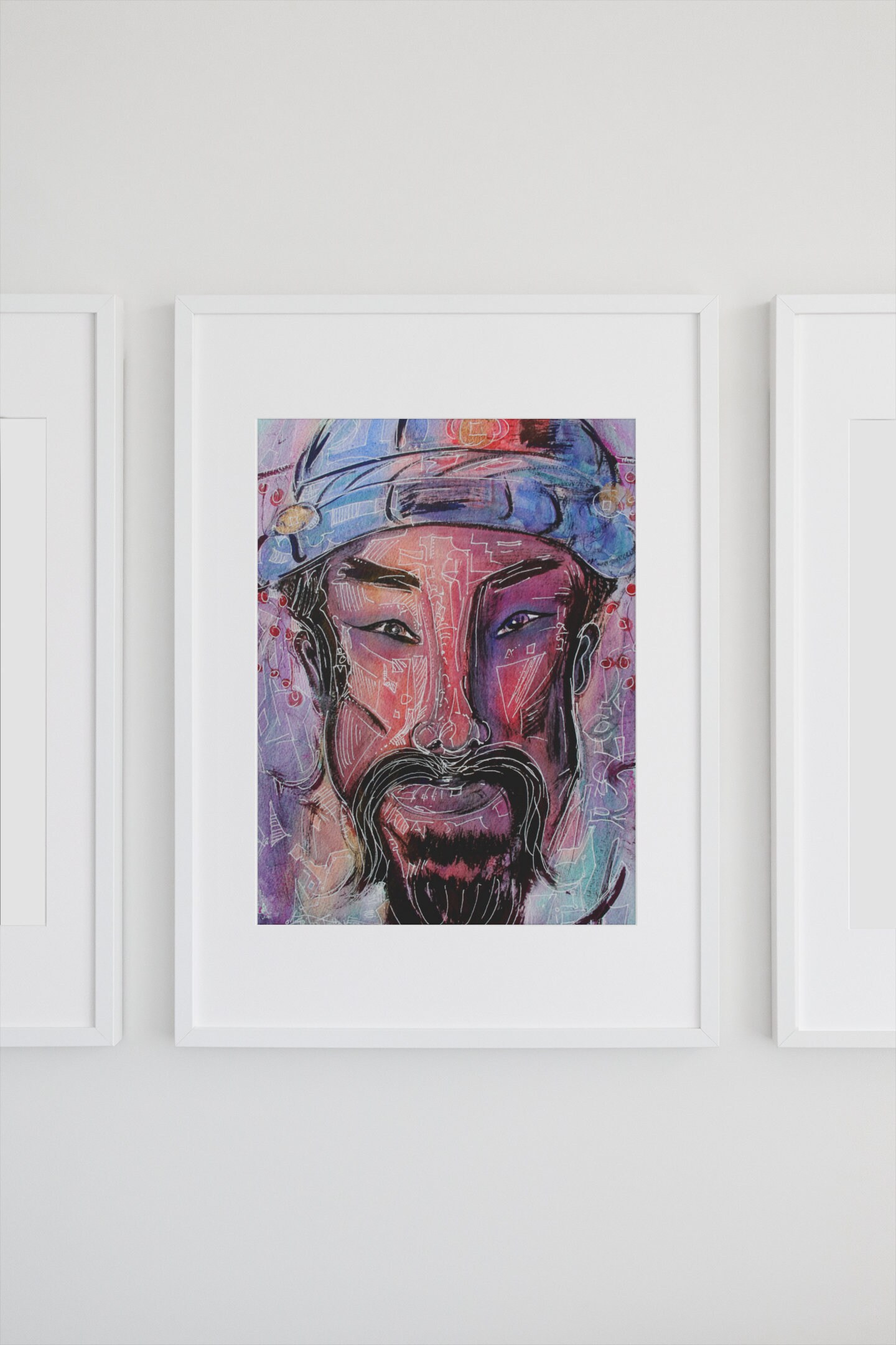 Mans face painting-abstract portrait-mixed media portraiture-Pop art ...