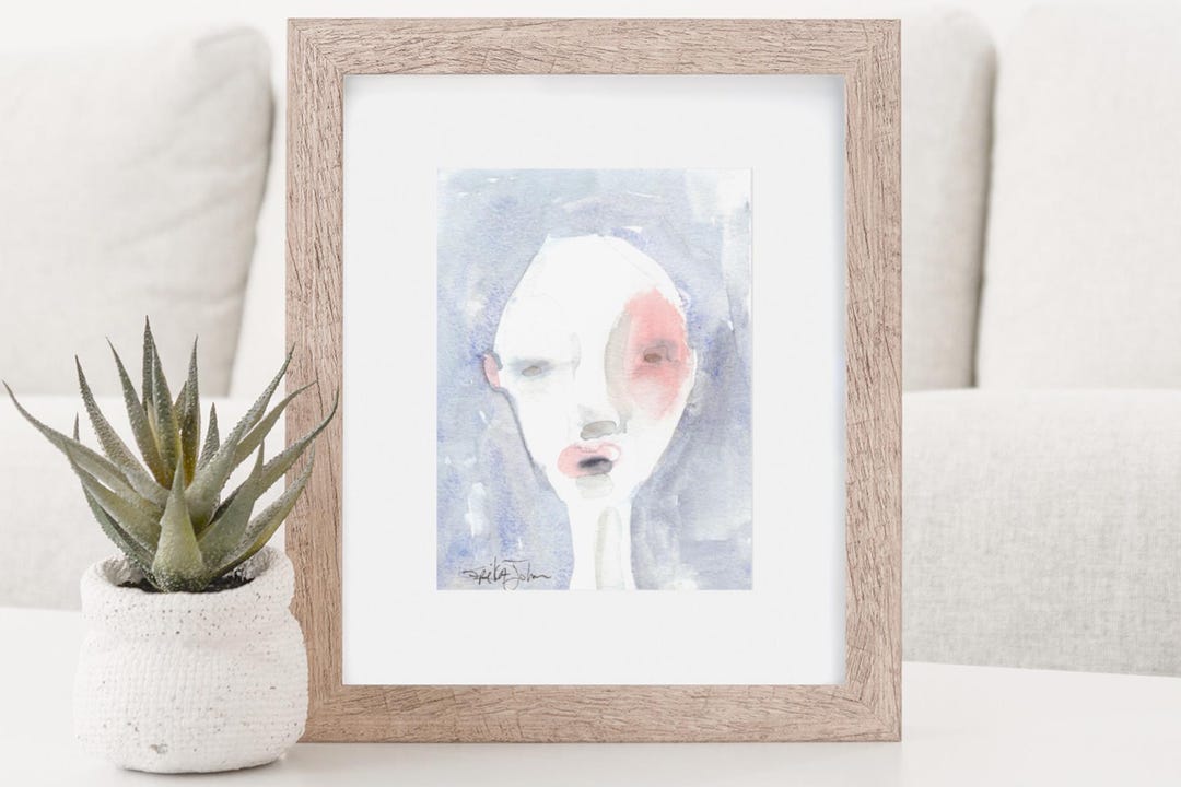 Minimalist Watercolor Portrait – Abstract Face Art, Subtle Pastel Hues ...