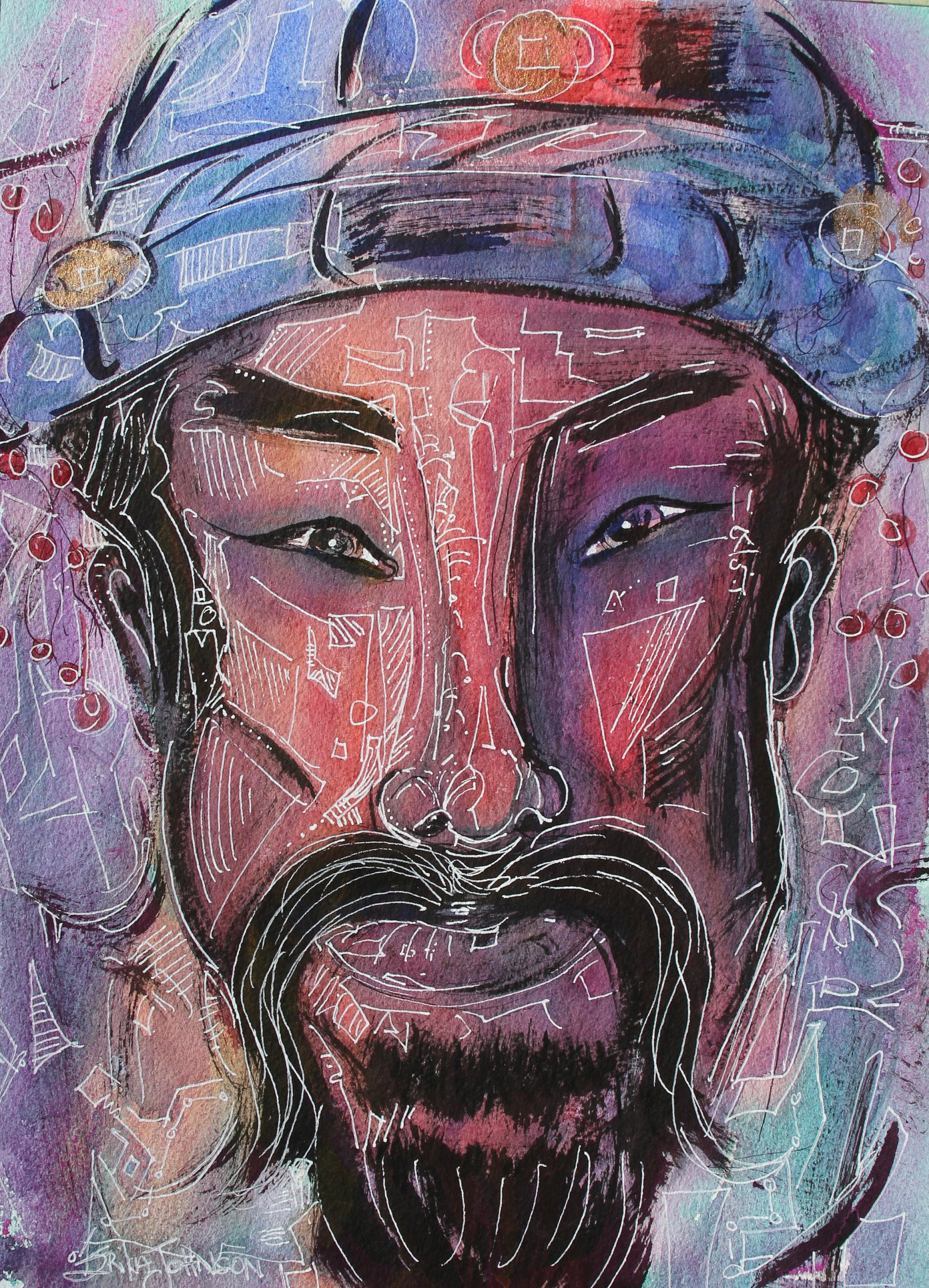Mans face painting-abstract portrait-mixed media portraiture-Pop art ...