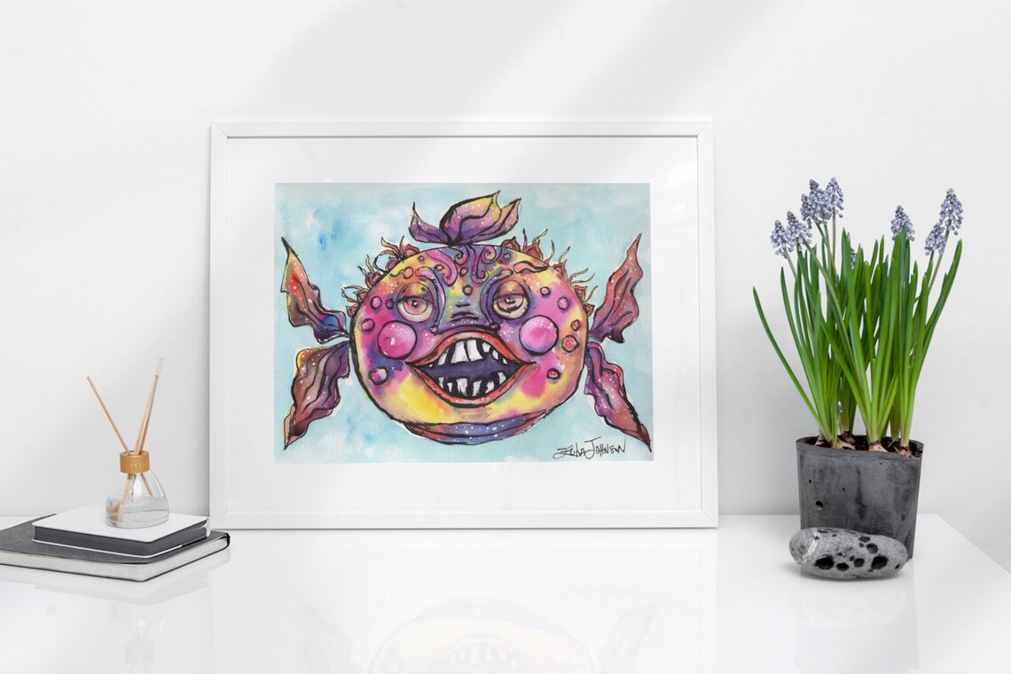 Colorful Fish Art Painting-puffer Fish Picture-tropical Fish - Etsy