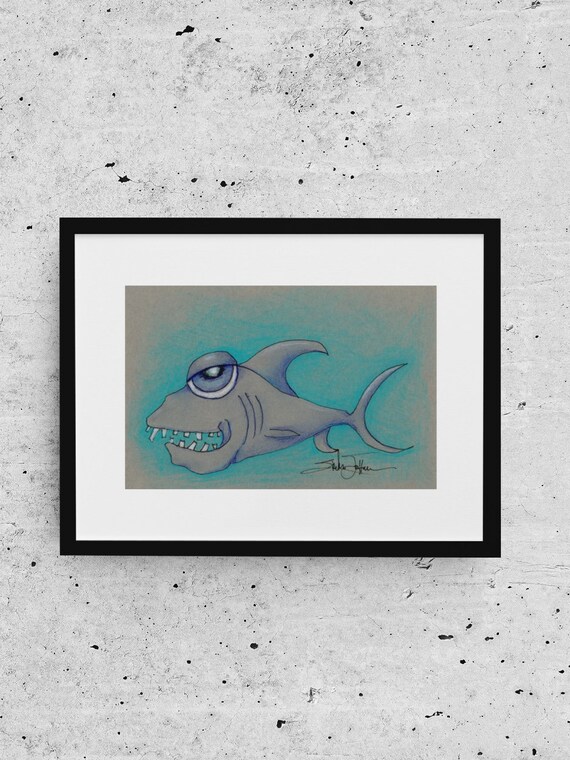 Original Shark Colored Pencil Drawing Illustration by Erika - Etsy Hong ...