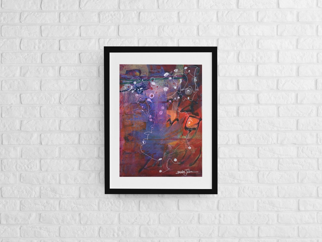 Original Abstract Mixed Media Painting of Music and Sound Waves Flowing ...