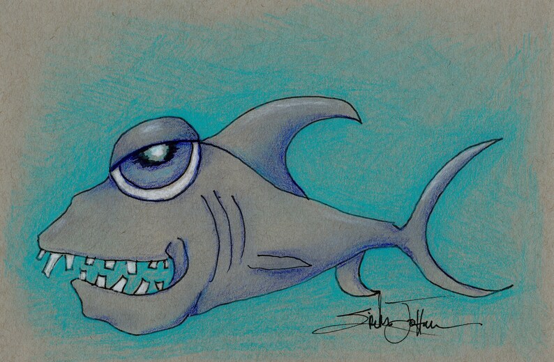Original Shark Colored Pencil Drawing Illustration by Erika Johnson ...