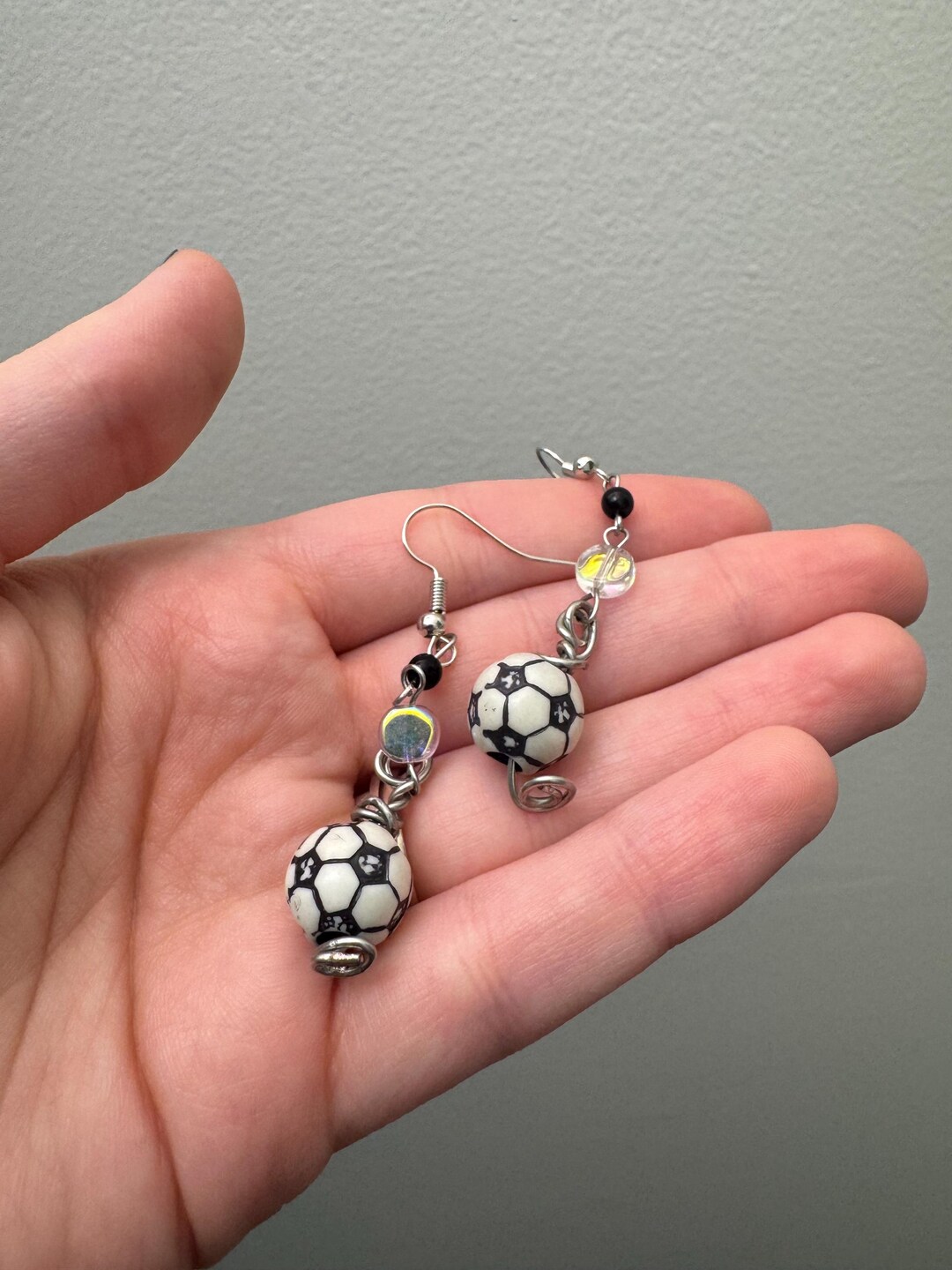 Handmade Soccer Ball Fidget Earrings | ADHD Spinning Jewelry - Etsy