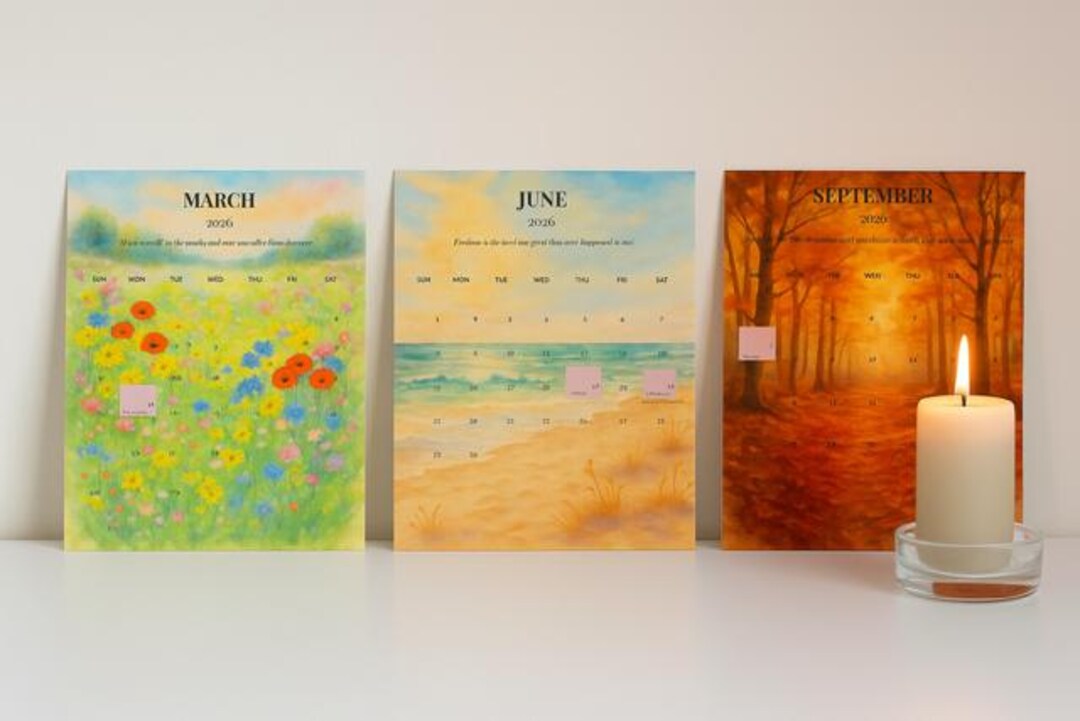 Boho 2026 Calendar Printable PDF | Watercolor Nature Seasonal Wall ...