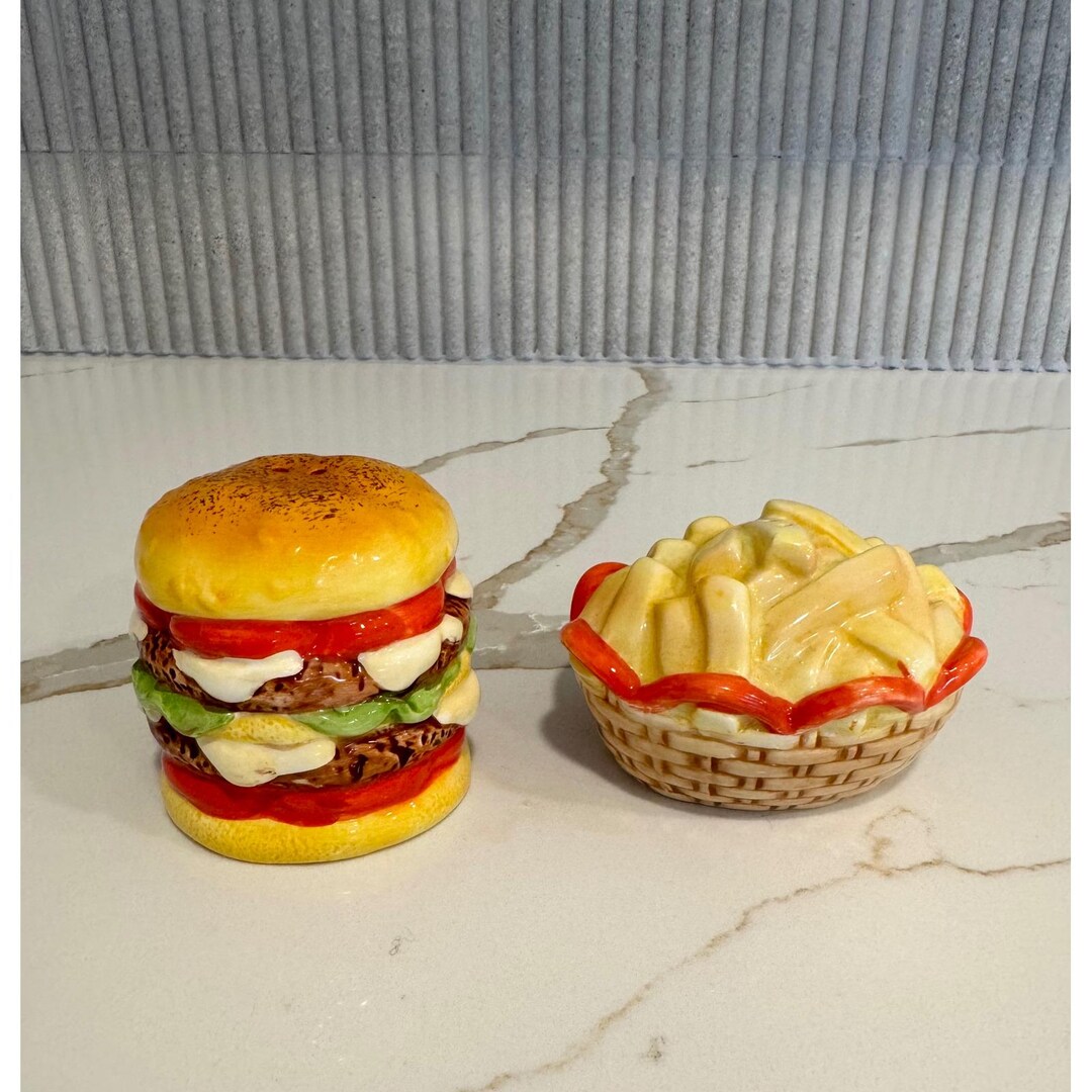 Hamburger French Fries Salt Pepper Shaker Set Vintage Kitchen Decor - Etsy