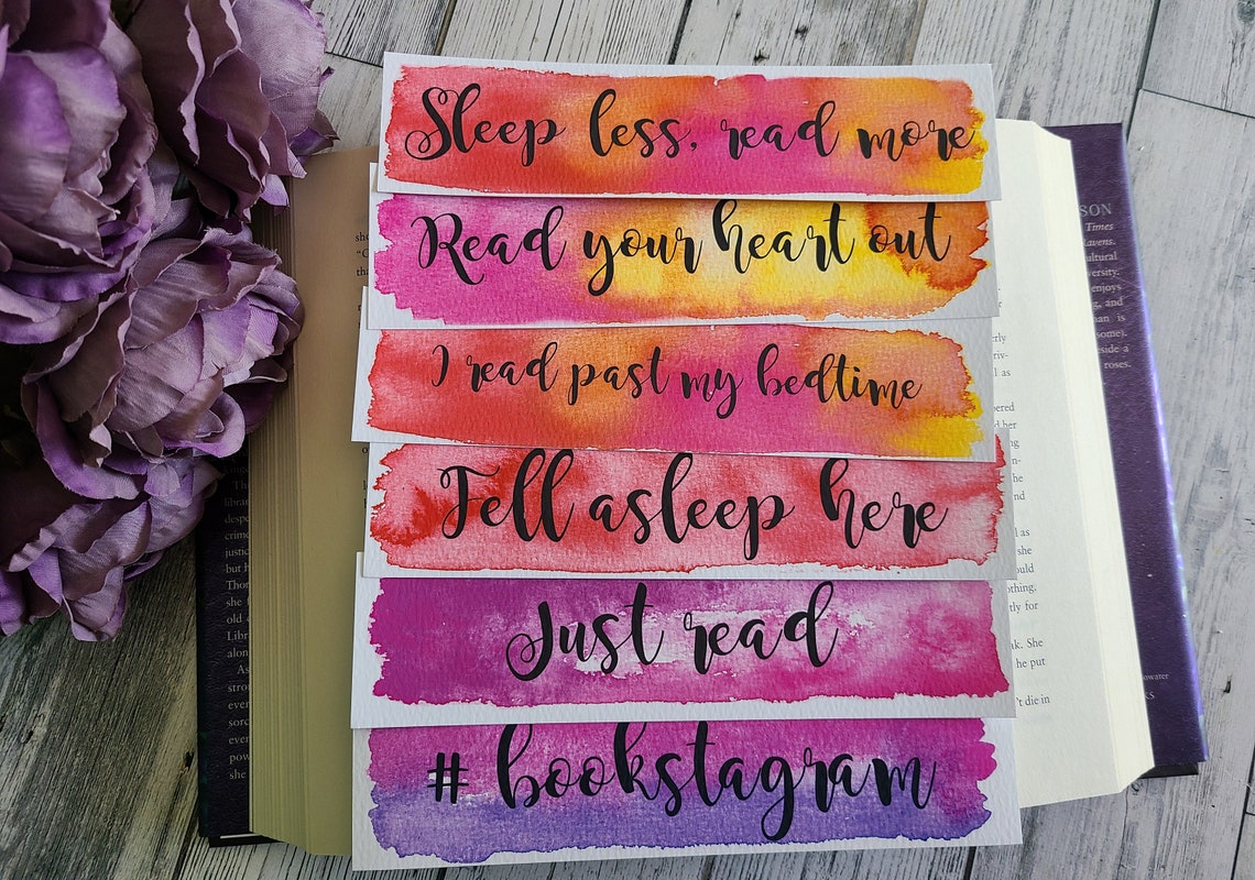 Bibliophile Watercolor Bookmark Bookstagram Booklover - Etsy