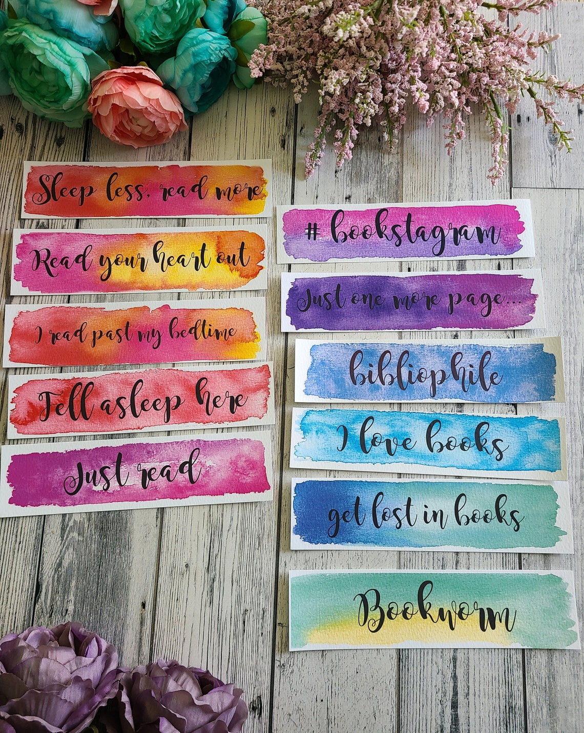 Bibliophile Watercolor Bookmark Bookstagram Booklover - Etsy