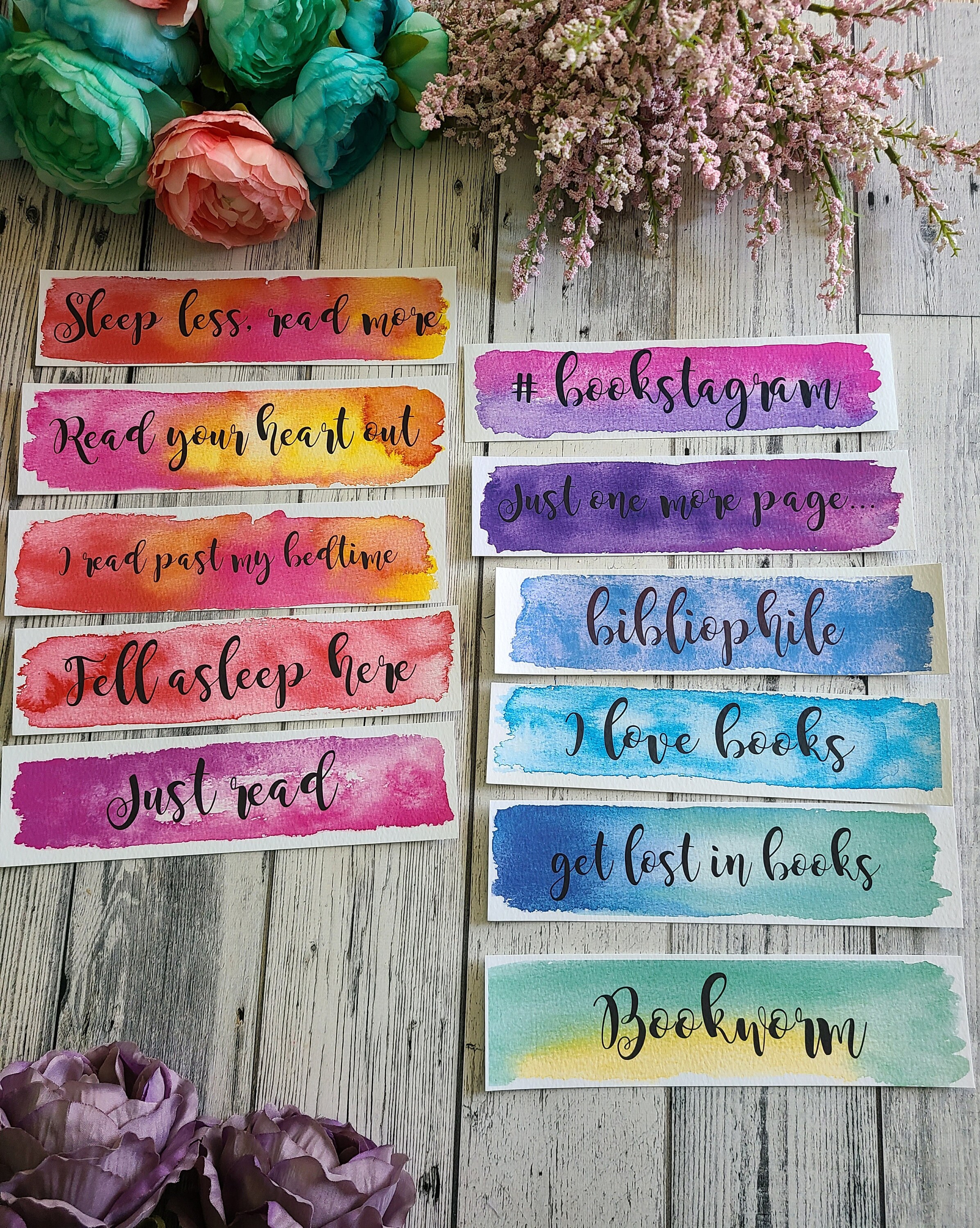 Bibliophile Watercolor Bookmark Bookstagram Booklover - Etsy