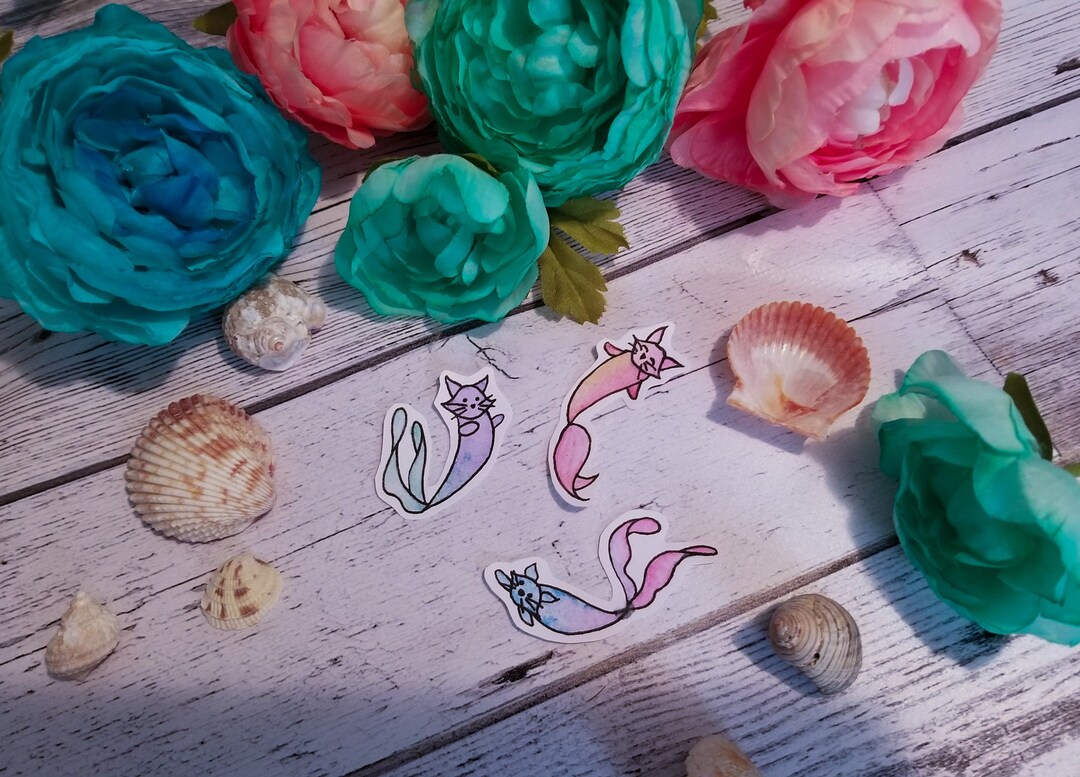 Watercolor Merkitty Stickers Cute Cat Decal Stickers Decal for Laptop ...