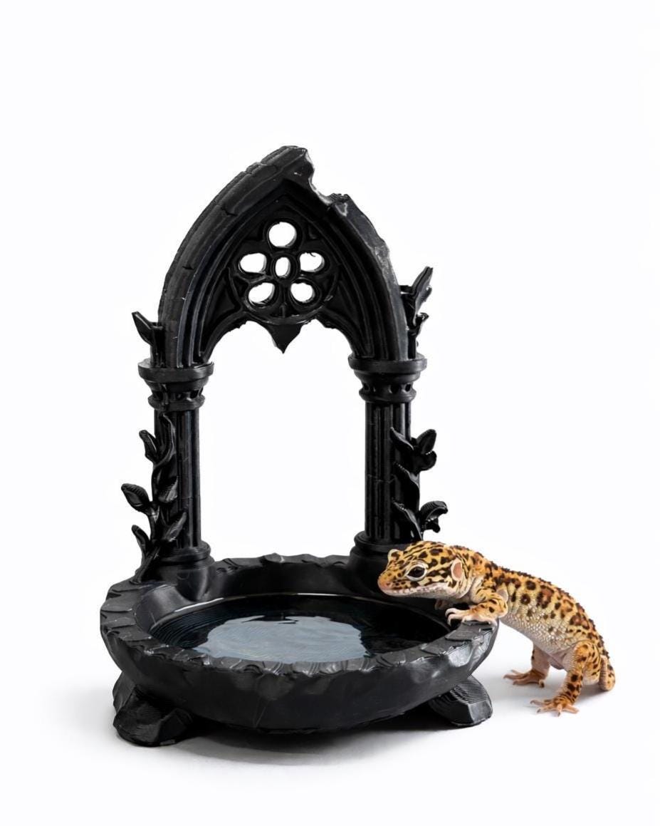 Gothic Arch Reptile Water Bowl | Cathedral Shrine Decor, Pet-safe PLA ...