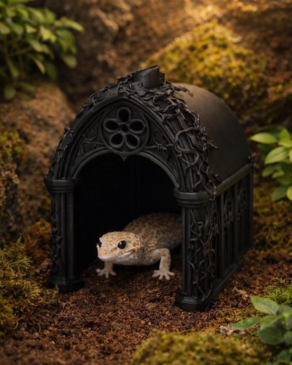 Gothic Arch Reptile Hide | Cathedral Shrine Decor for Leopard Gecko ...