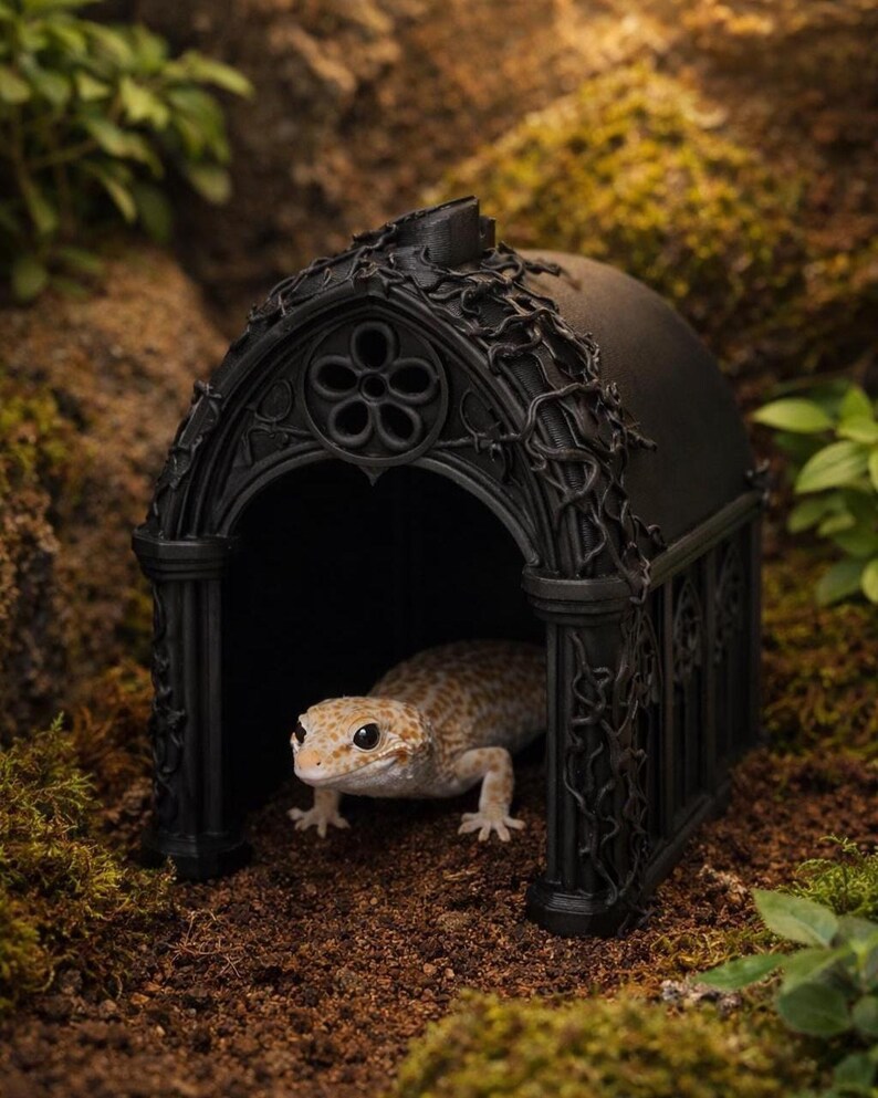 Gothic Arch Reptile Hide | Cathedral Shrine Decor for Leopard Gecko ...