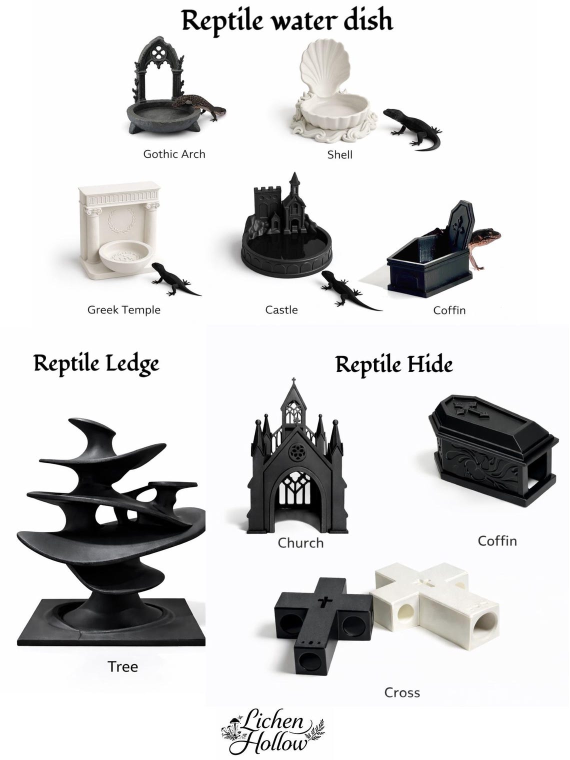 Gothic Arch Reptile Hide | Cathedral Shrine Decor for Leopard Gecko ...