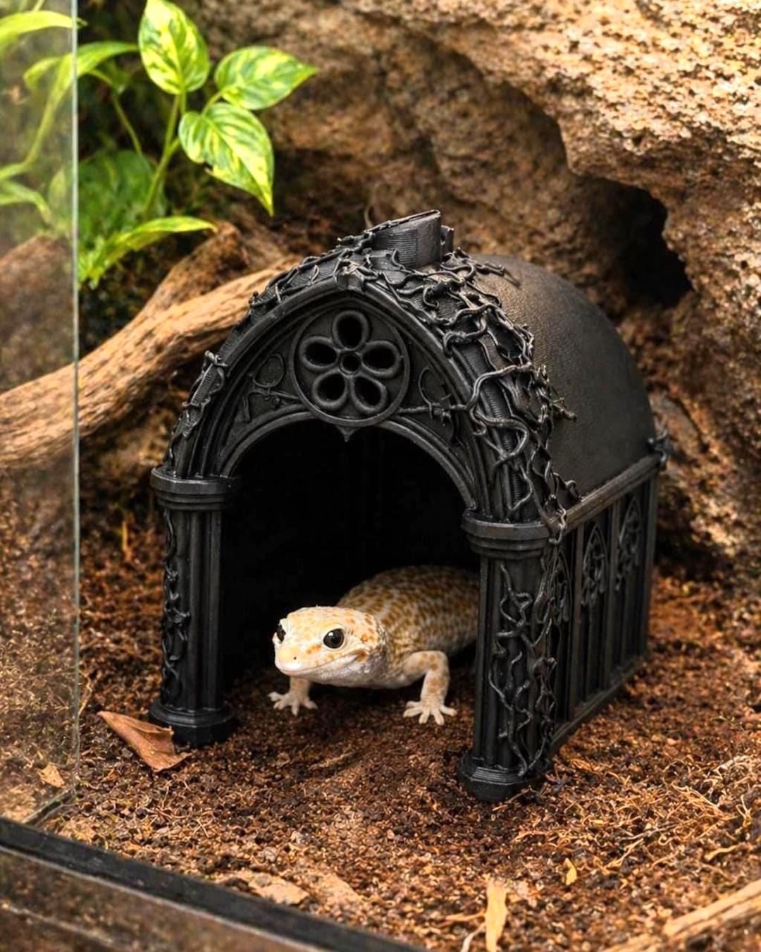 Gothic Arch Reptile Hide | Cathedral Shrine Decor Pet-safe PLA, Gecko ...